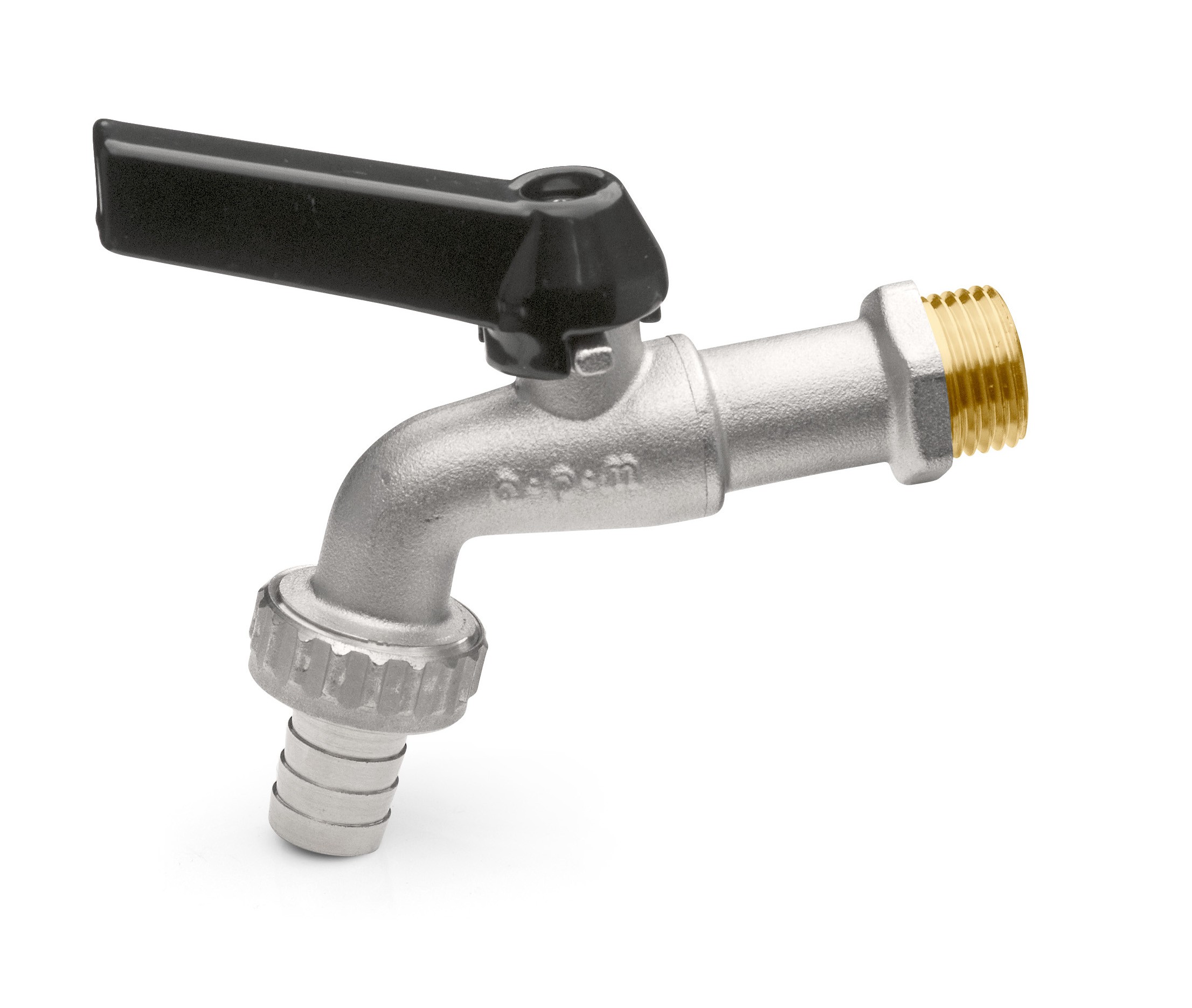 Robinet à bille avec levier en aluminium noir et support tuyau 1/2" APM 2050N 015 - 1/2" | Leroy ...