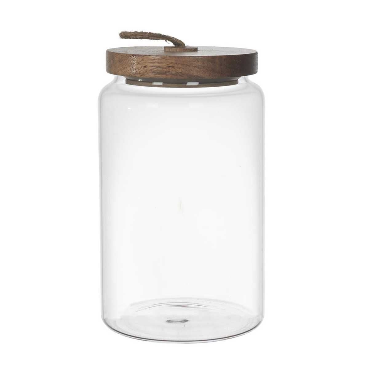 Bocal en Verre Transparent avec Couvercle Acacia H17cm / 105cl - DORAN ...