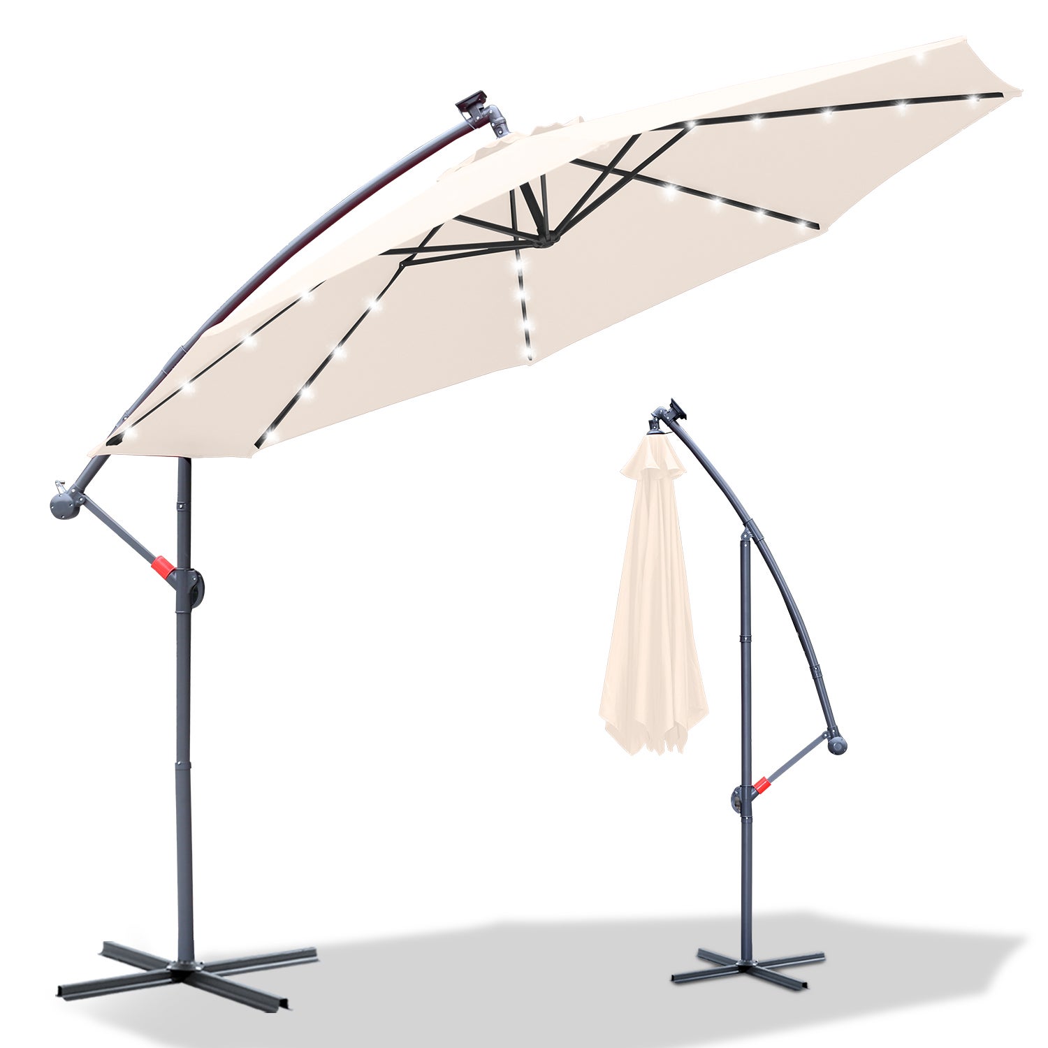 Parasol con LED Parasol voladizo grande con manivela 360° giratorio ...