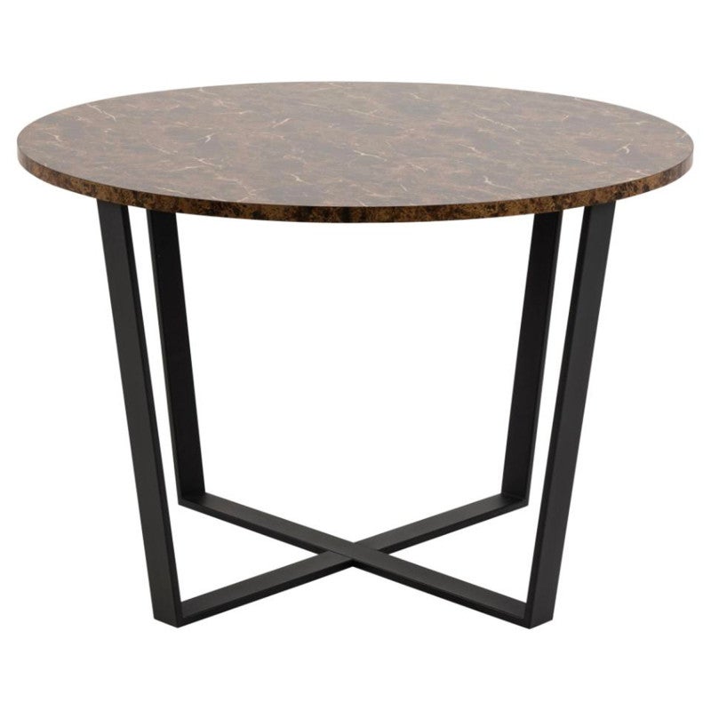 Table à manger ronde effet marbre et métal 110cm AMBLINE | Leroy Merlin