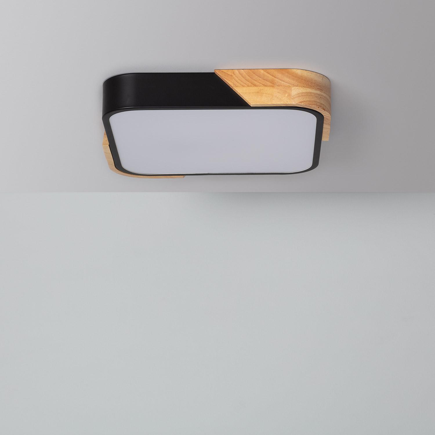 Ledkia Plafón LED 18W Cuadrado Madera 325x325 mm CCT Seleccionable Semi-Dari Negro | Leroy Merlin