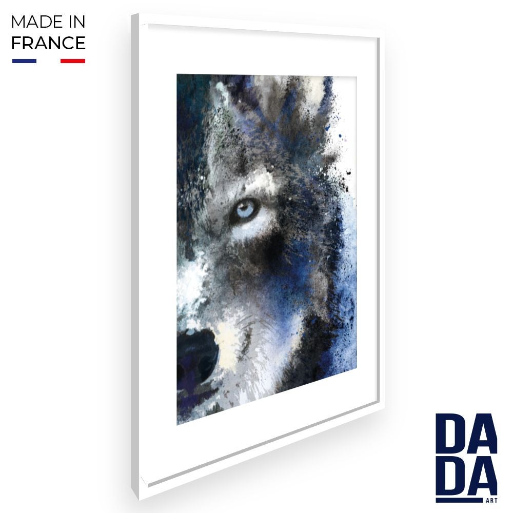 Image encadrée avec cadre BLANC / 40x50cm / Regard lupin perçant / Créé ...
