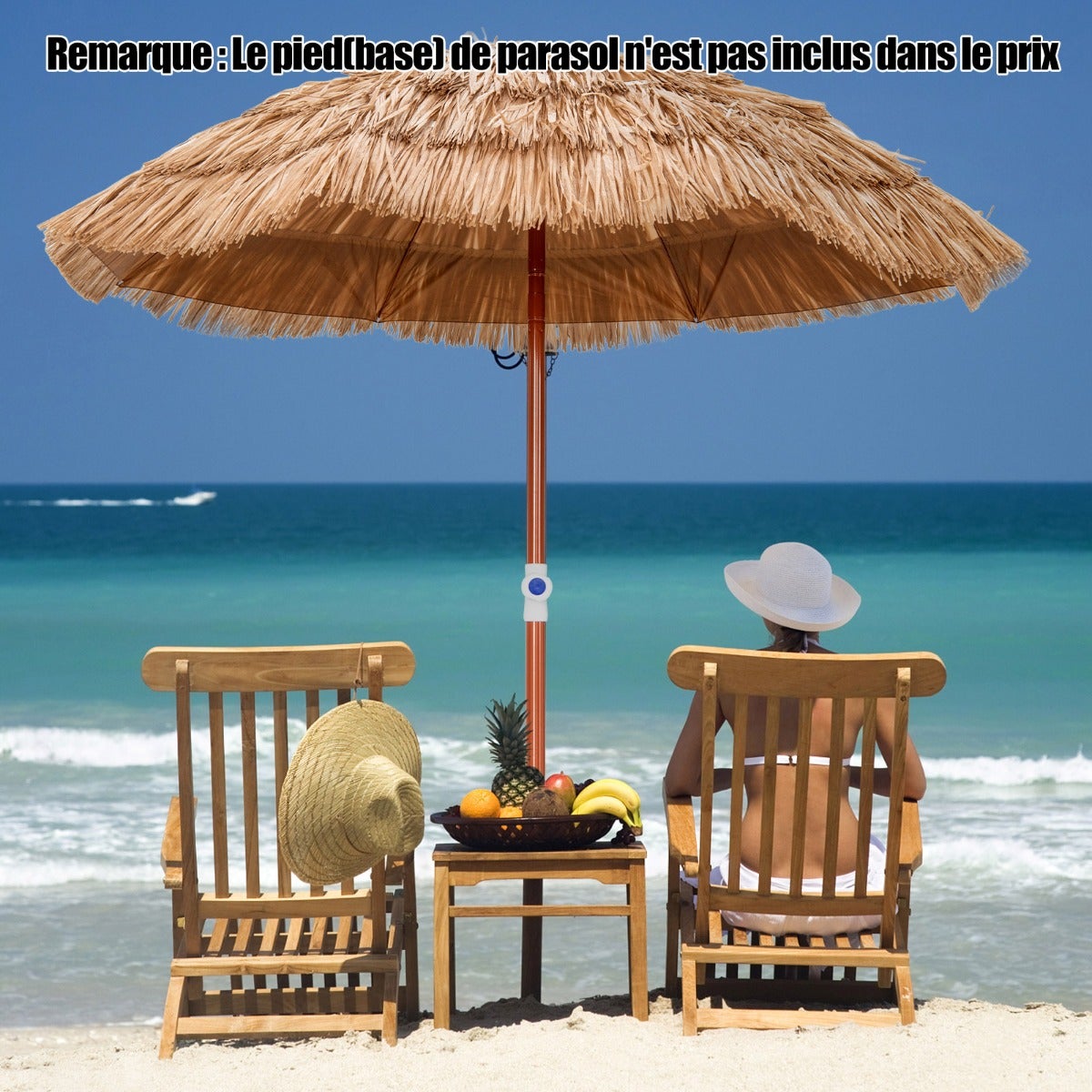 Parasol de Terrasse en Chaume Tiki 175 cm avec Sac de Transport ...