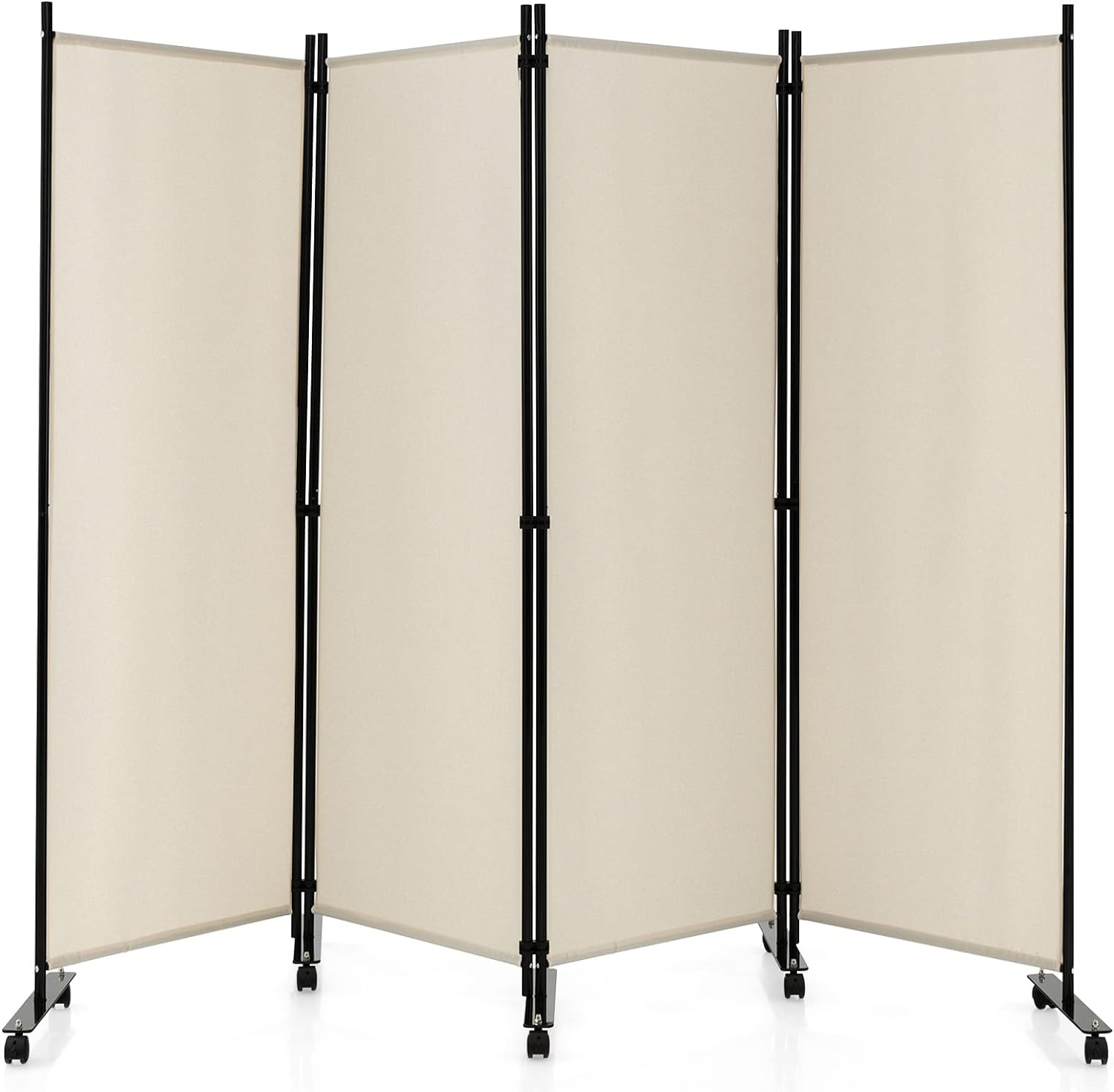 Biombo Separador de Ambientes de 4 Paneles con Ruedas Bloqueables ...