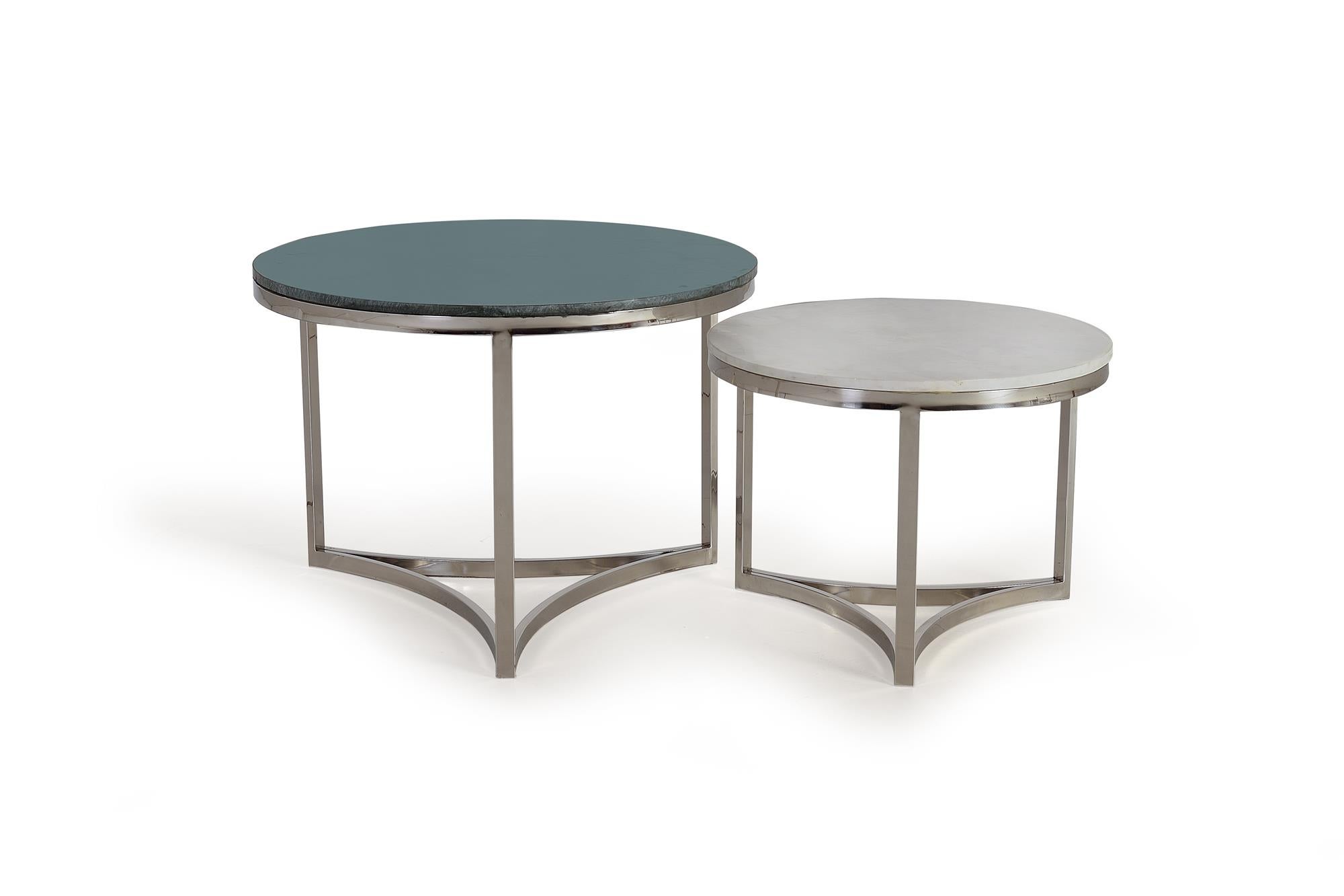 Set de 2 mesas en acero inoxidable y tapas de mármol 0x0x0 | Leroy Merlin