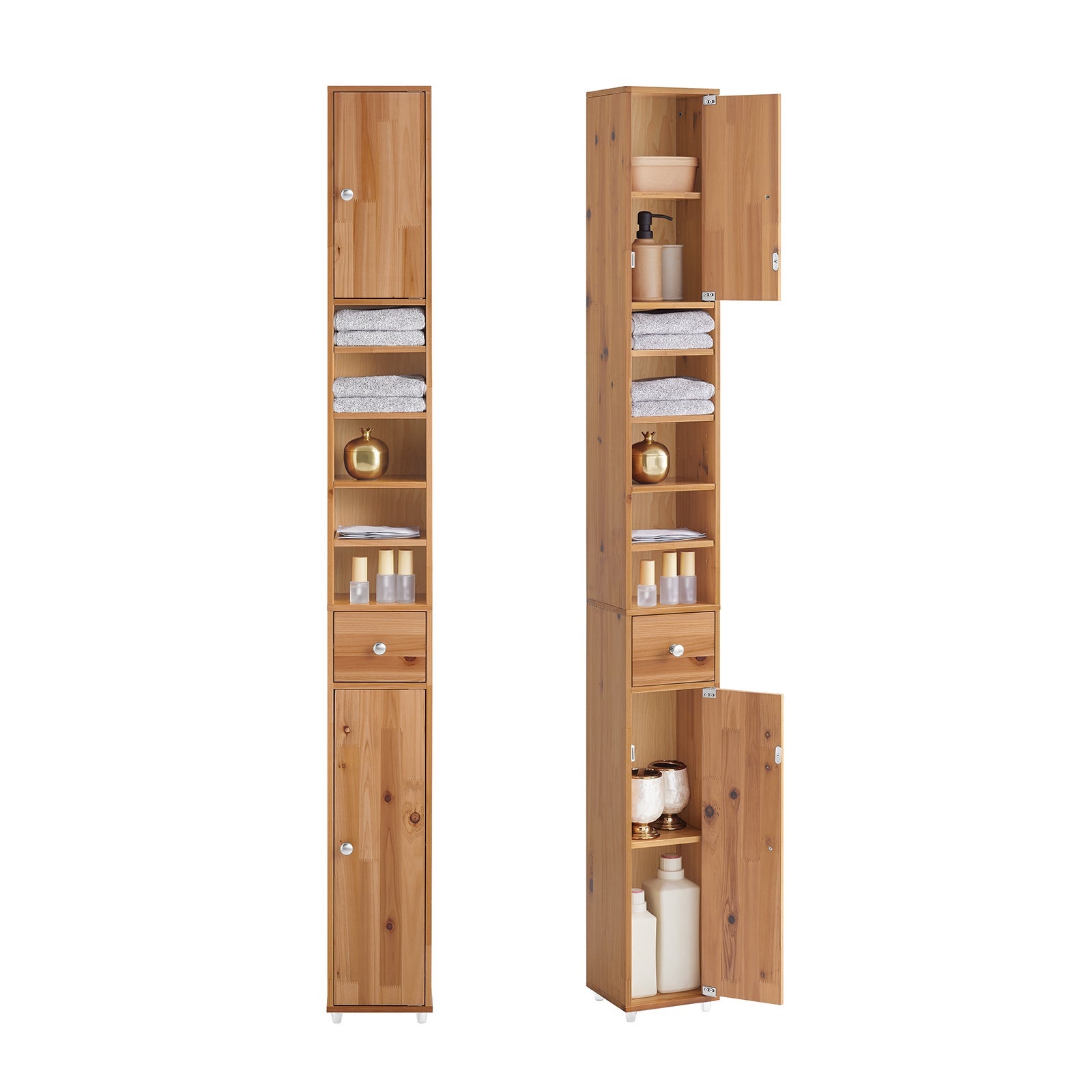 Mueble Columna de Baño Estanterías de baño con 5 Estantes Abiertos 2 ...