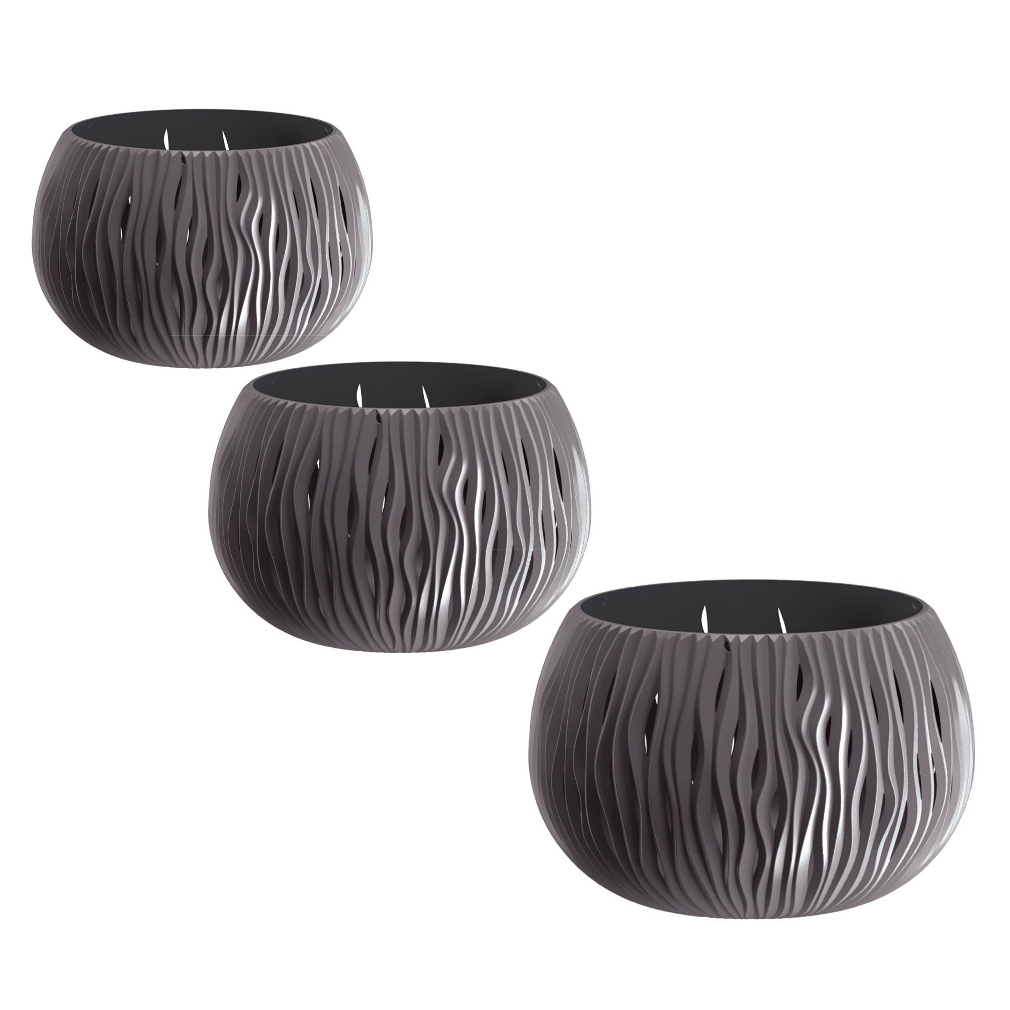 Pack 3 pots PROSPERPLAST BOL BOL SANDY SANDY AVEC TERRE EN COULEUR ...