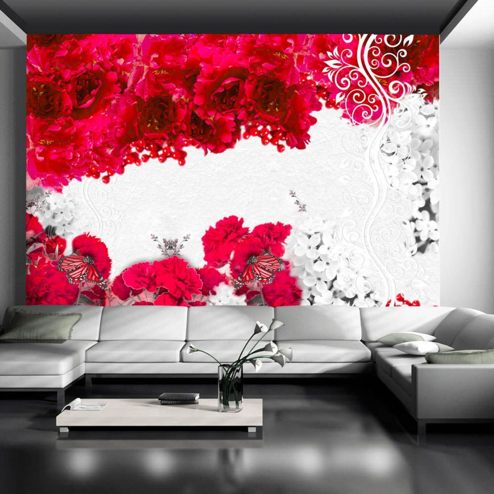 Papier peint couleurs du printemps : rouge - 150 x 105 cm | Leroy Merlin