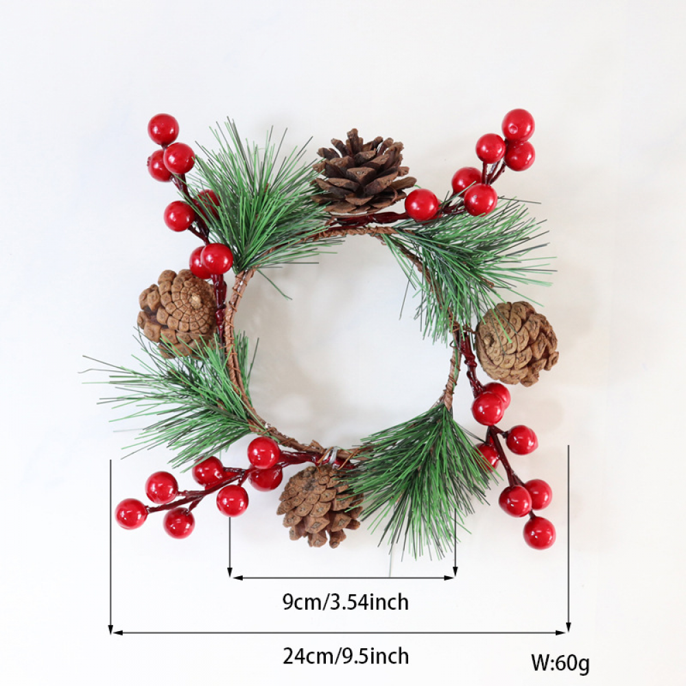 Lot de 4 couronnes de Noël artificielles décoratives en forme de baies ...