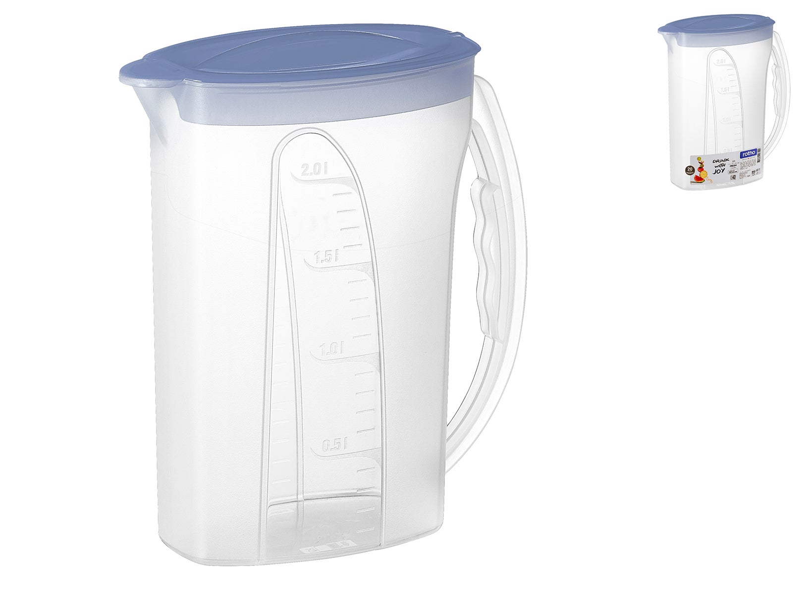 Brocca Fresh in plastica trasparente con coperchio colore blu lt 2. BPA ...