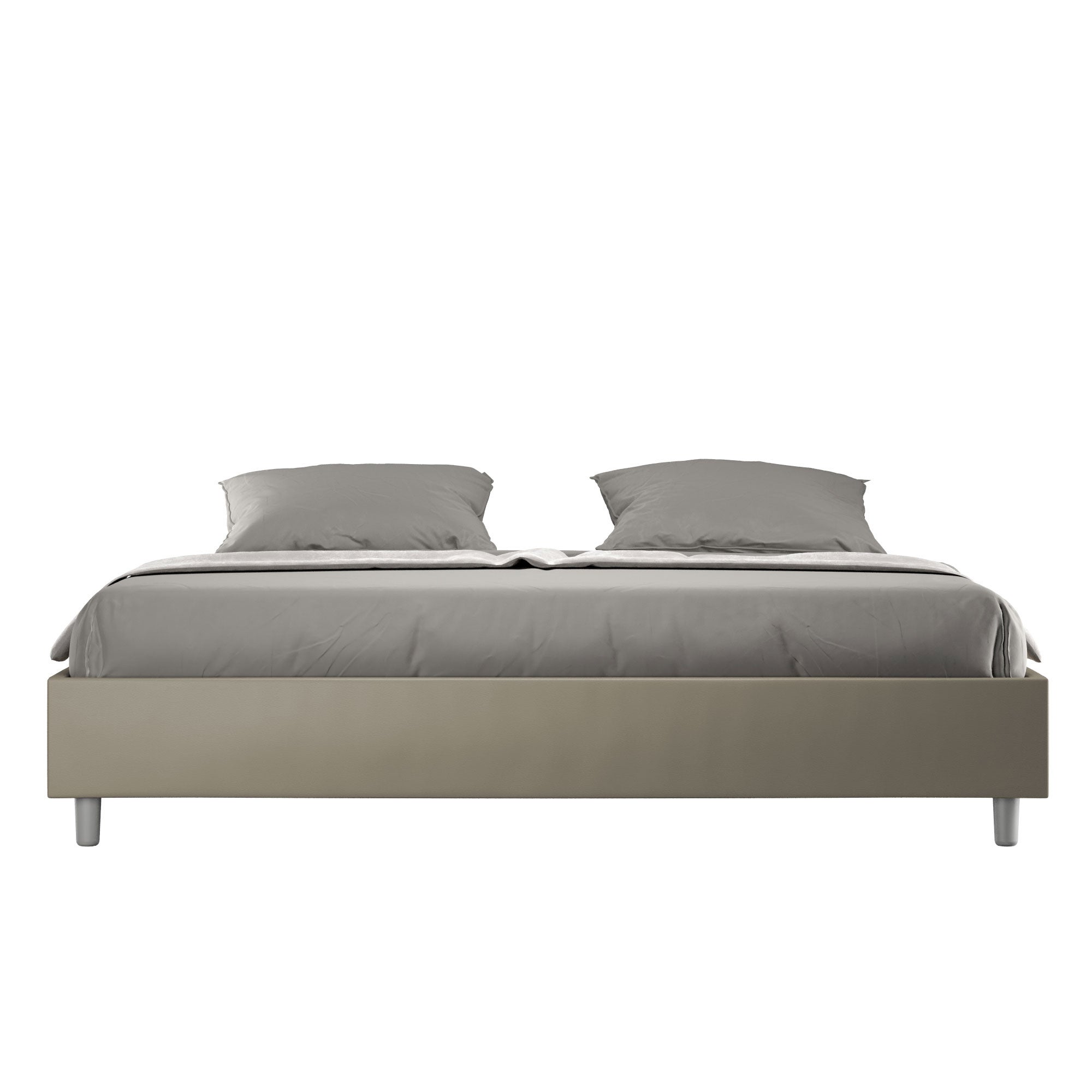 Lit sommier avec sommier capitonné 180x200 cappuccino simili cuir ...