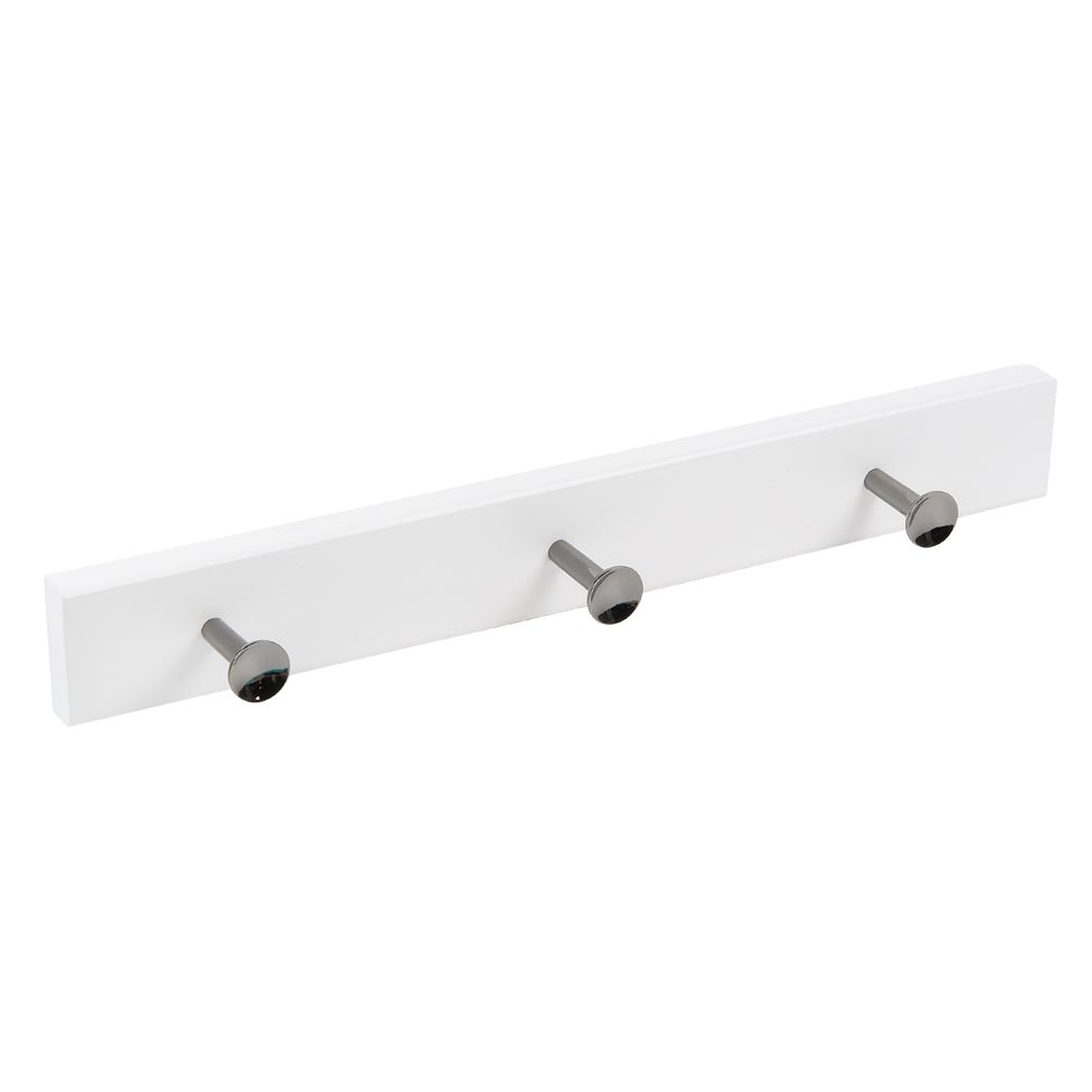 PERCHA Pared lacado blanco Pomos níquel negro 385x50MM | Leroy Merlin