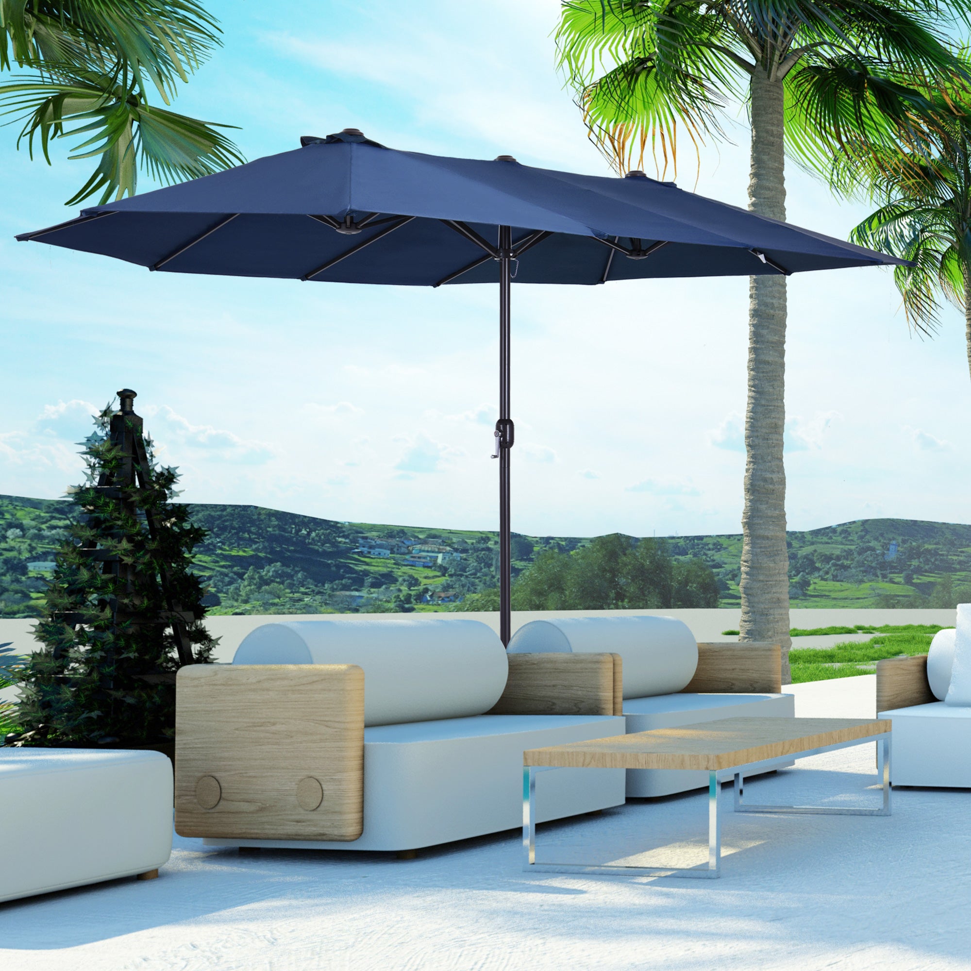 Parasol de jardin 460 x 270 x 240 cm, parasol de plage, parasol de ...