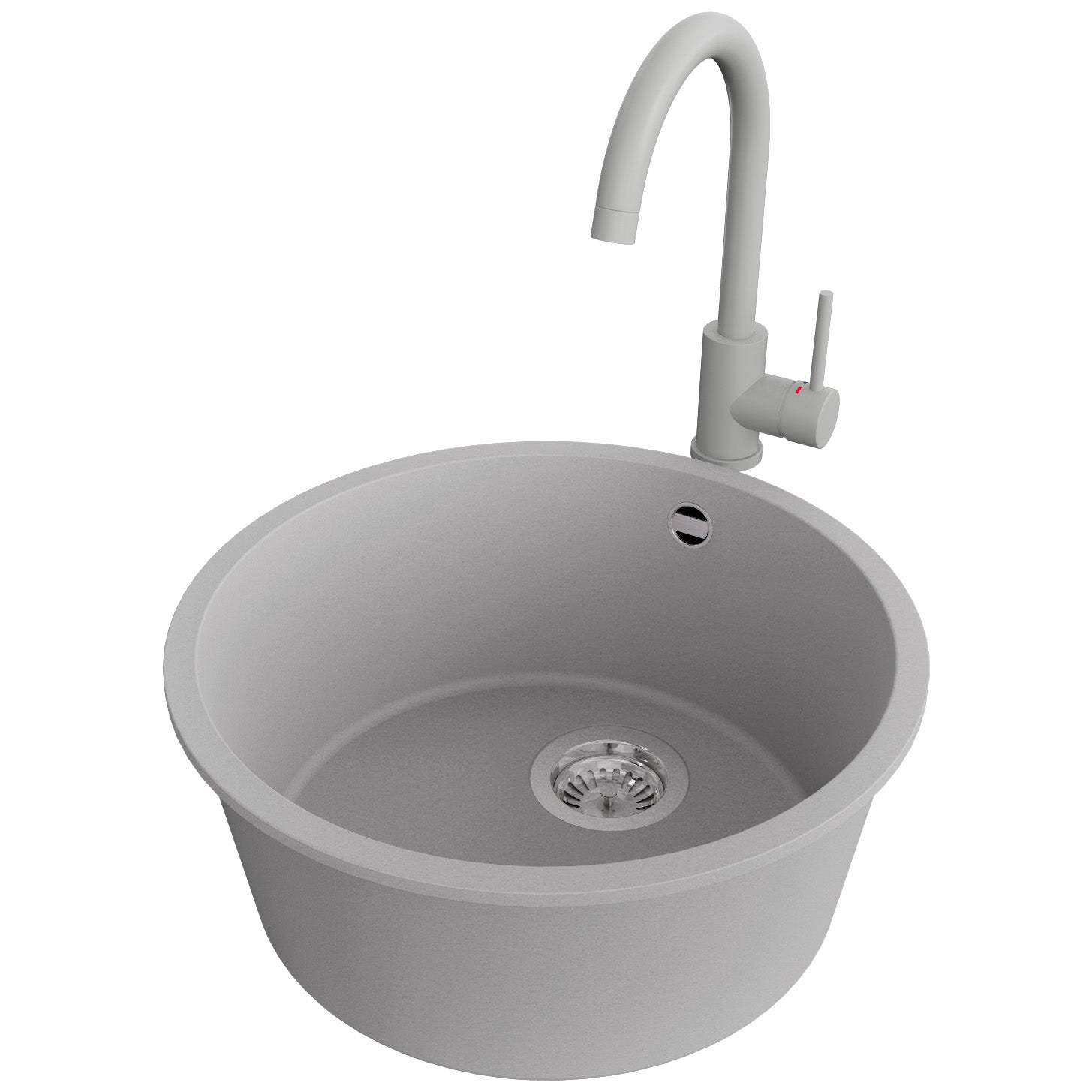 Fregadero Granito Circular Gris 46x46cm, Cocina 1 Seno + Grifo 32x20cm ...