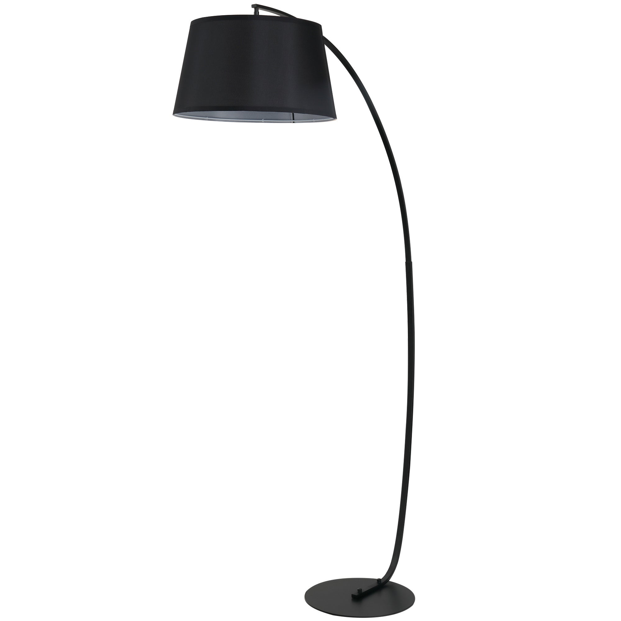 Curved living room arc lamp - Modern metal arch lamp - Black linen ...