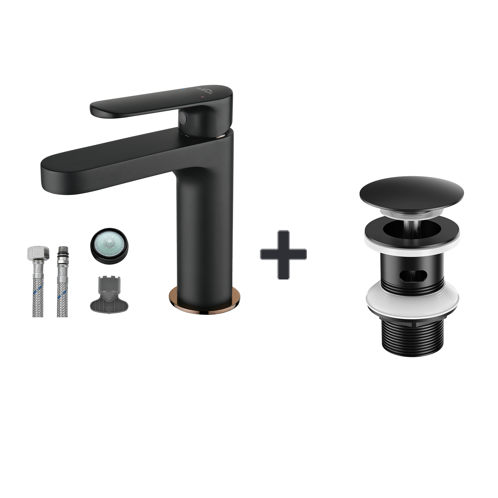 Auralum Rubinetto Bagno, Nero, con Schiumatore Smontabile, Acqua Fredda ...