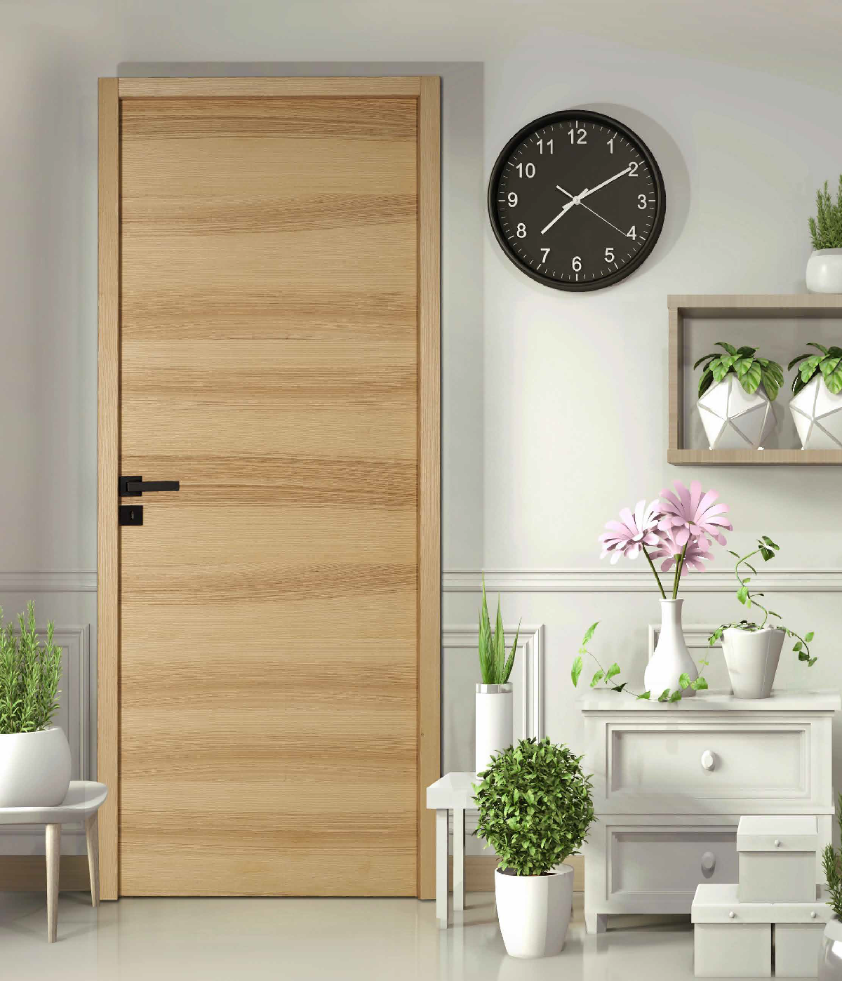 Bloc Porte isoplane LYNX 830 droit en placage bois frêne gris européen ...