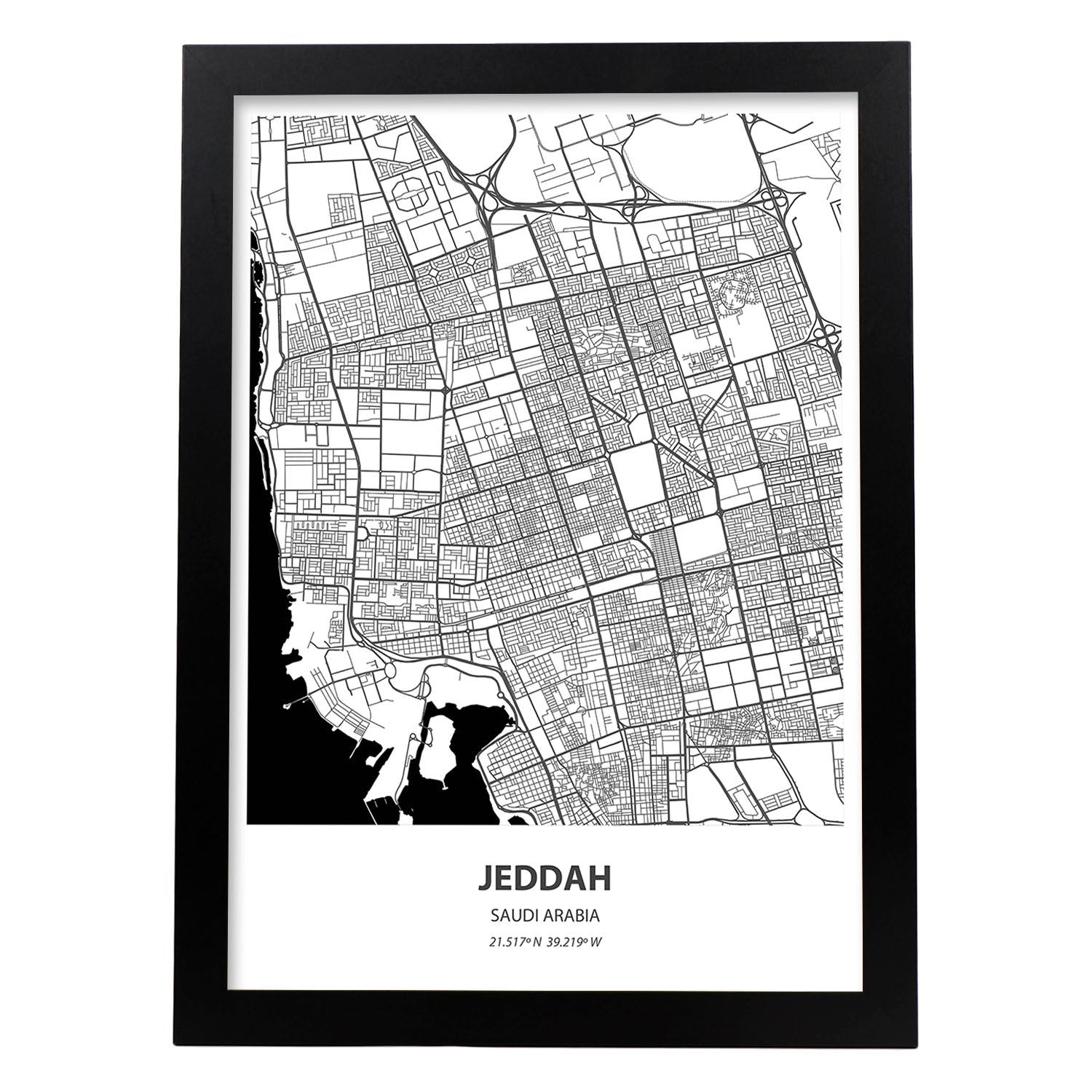 Affiche De La Carte De Jeddah - Arabie Saoudite. Fiches Des Villes Du ...