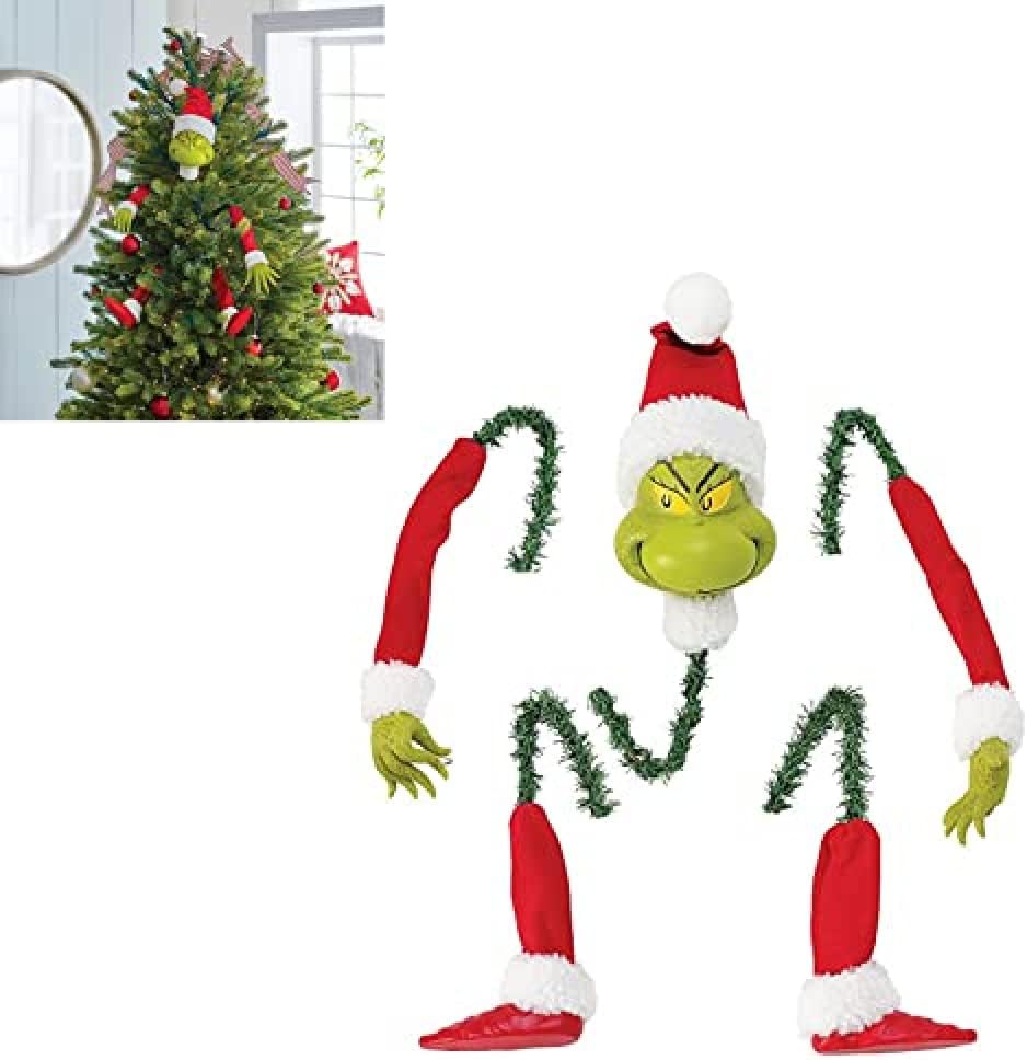 Décorations pour sapin de Noël - Tête d'elfe Grinch - Tête/bras/jambe d ...