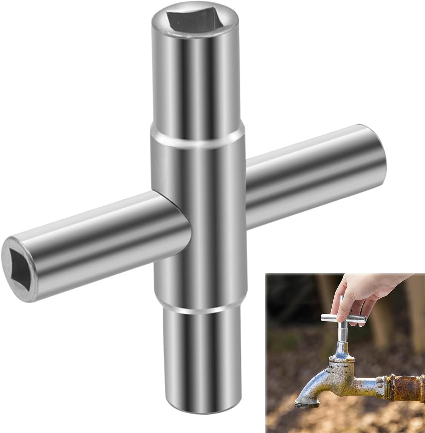 (tailles intérieures）Clé de compteur de gaz 4 en 1 en acier inoxydable ...