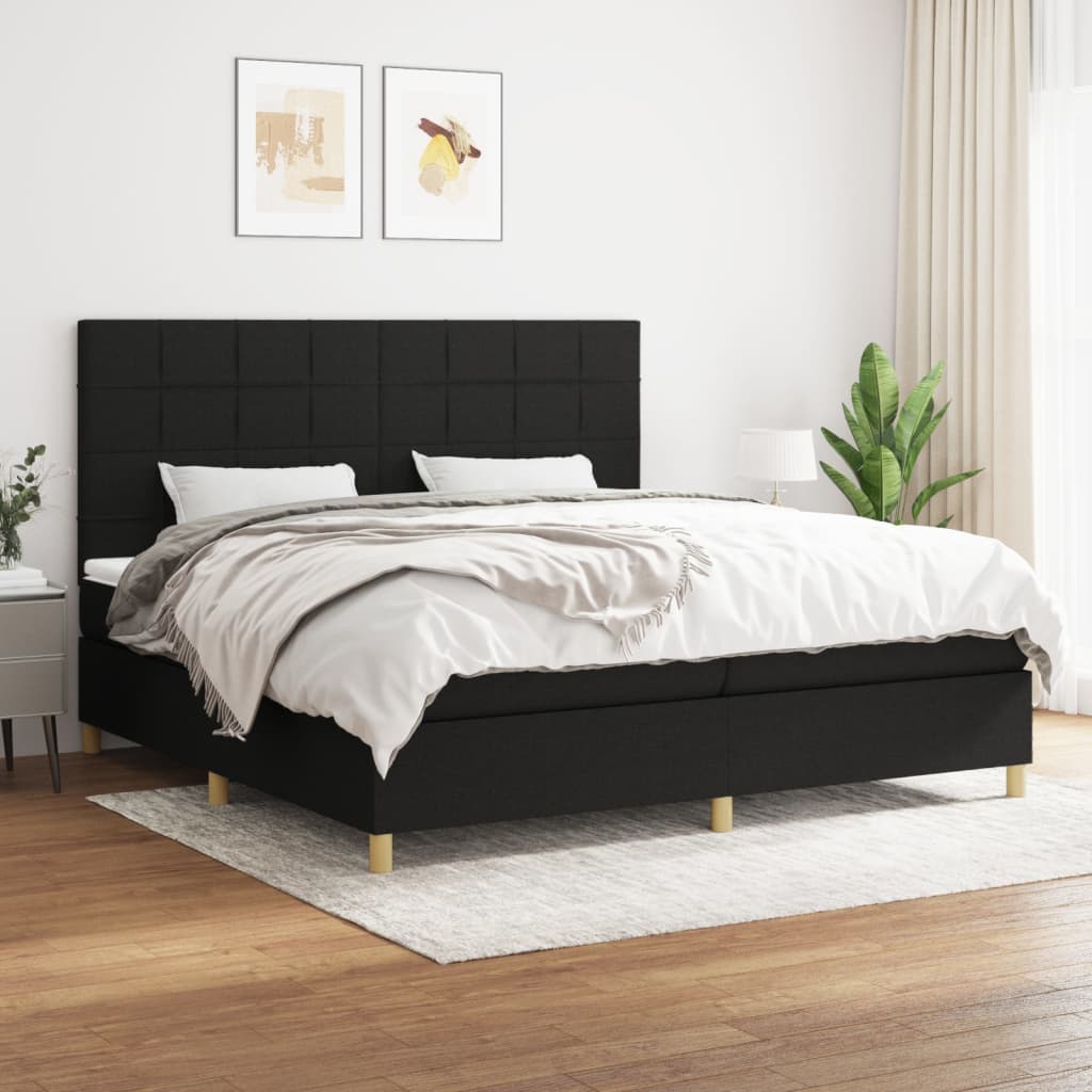 Cama box spring con colchón tela negro 200x200 cm | Leroy Merlin