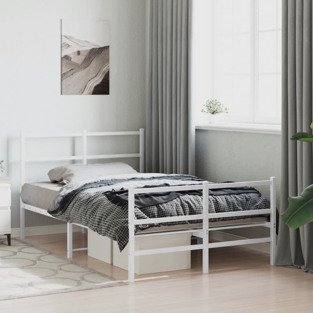VidaXL Estructura cama sin colchón con estribo metal blanco 120x190 cm ...