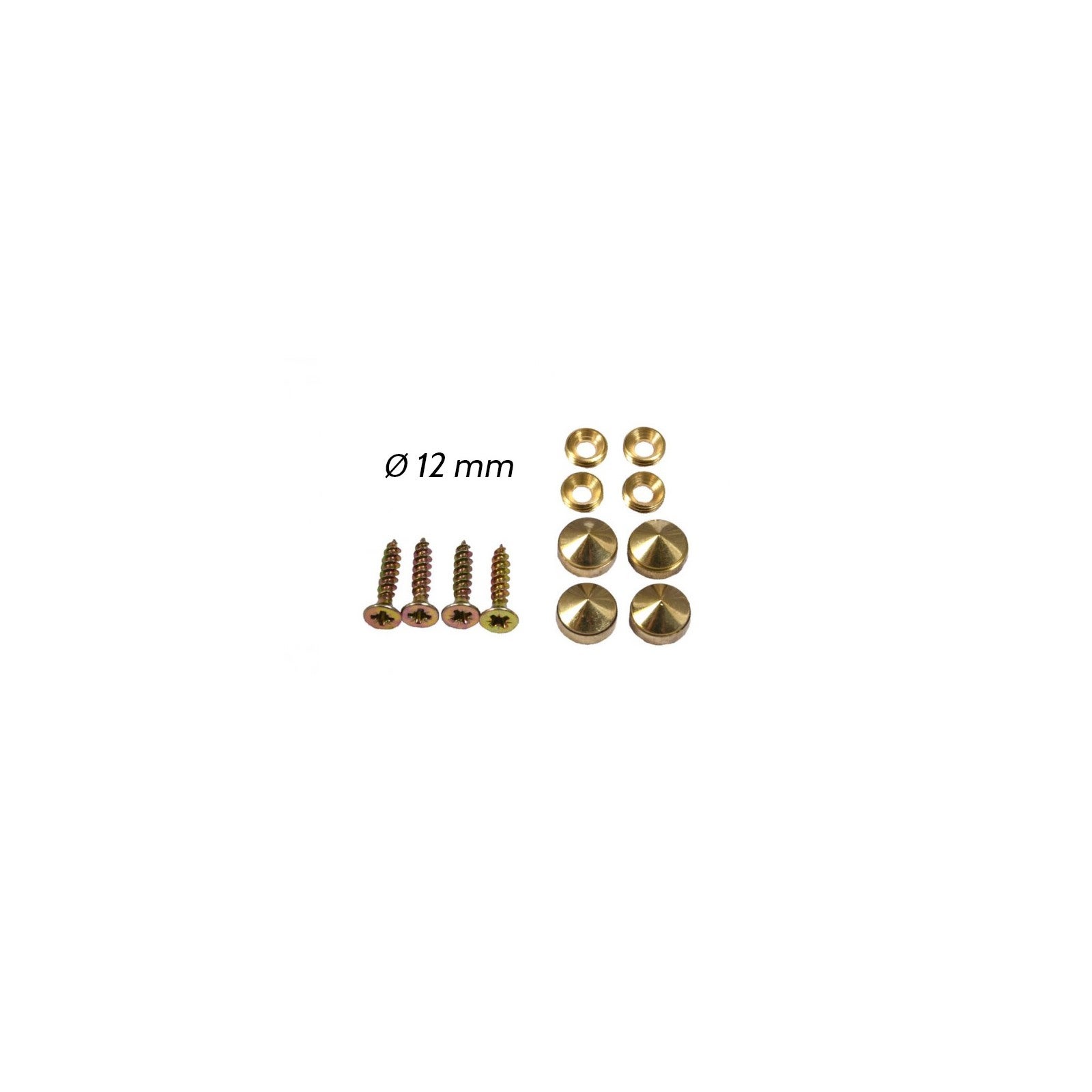 Set de 4 cache vis laiton 12 mm forme conique - Fixation murale ...