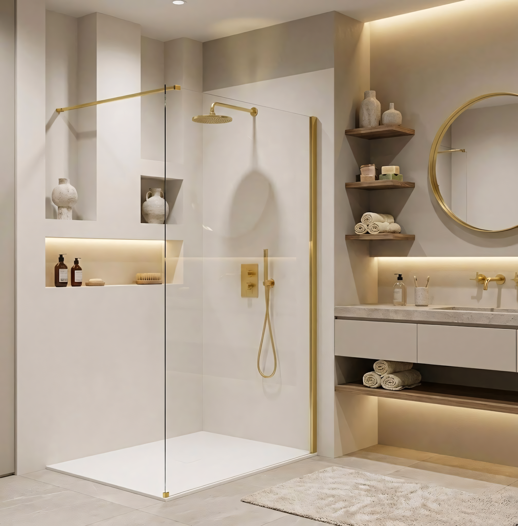 PARED DE LA DUCHA REA FLEXI TRANSPARENT GOLD 100 | Leroy Merlin