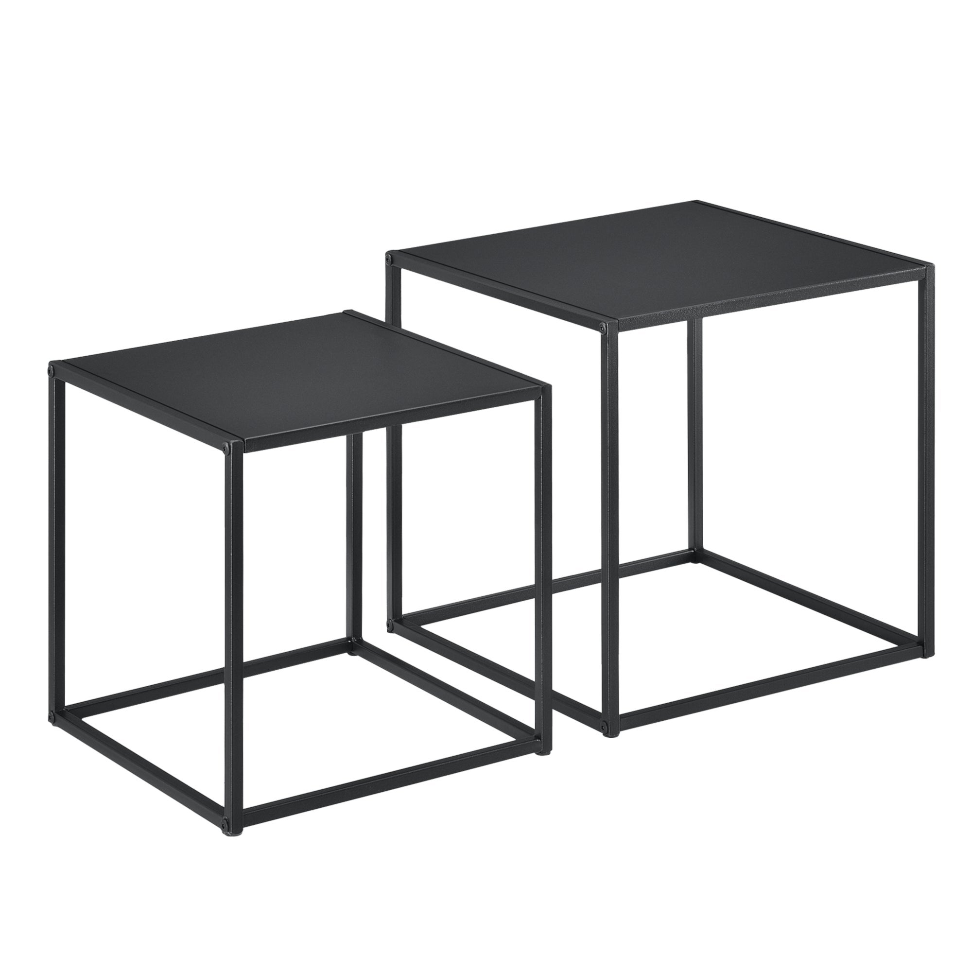 Lot de 2 tables basses de forme carré en métal noires mat 03_0005776 ...