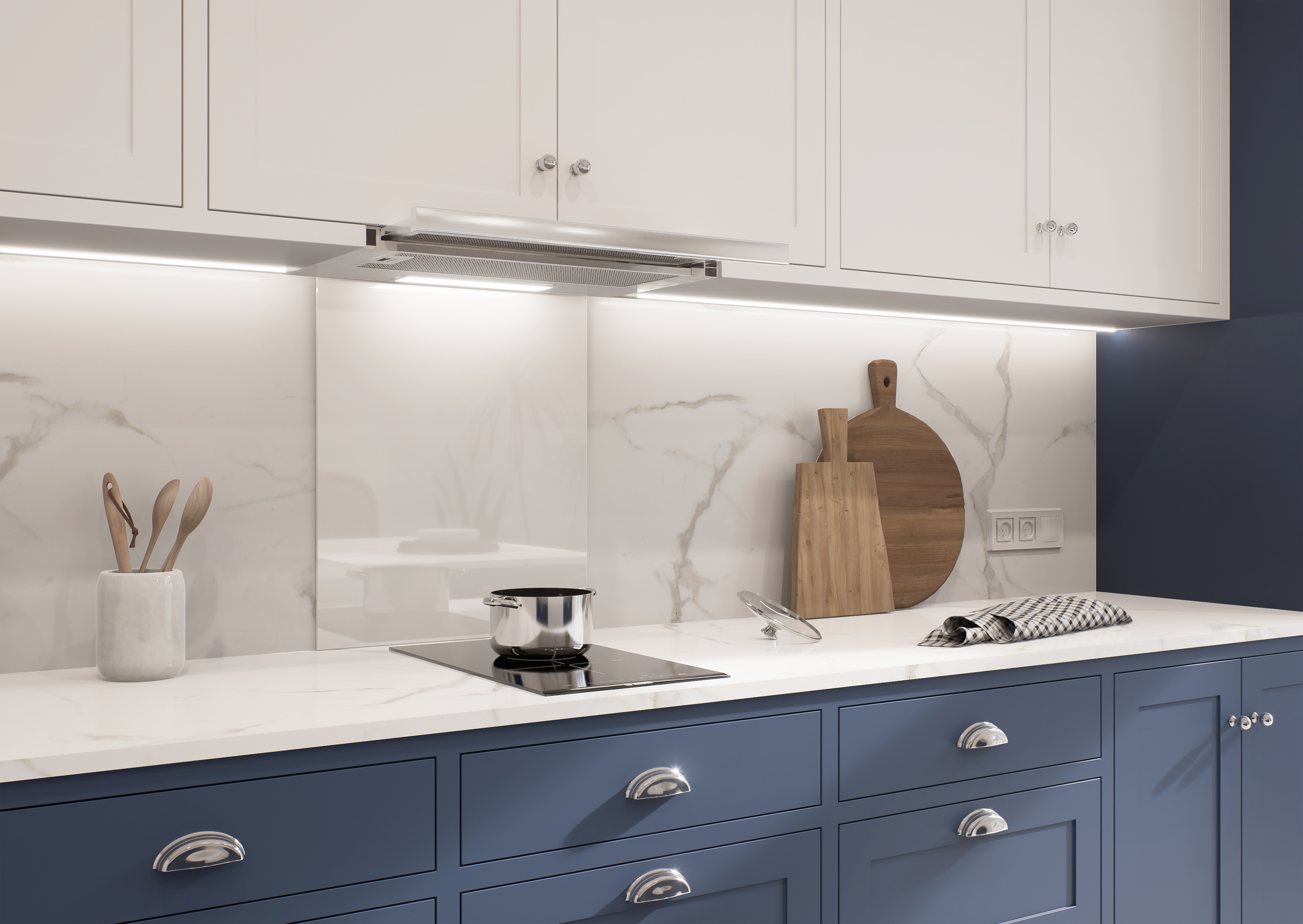 Protección salpicaduras cocina vidrio blanco 50x60cm | Leroy Merlin