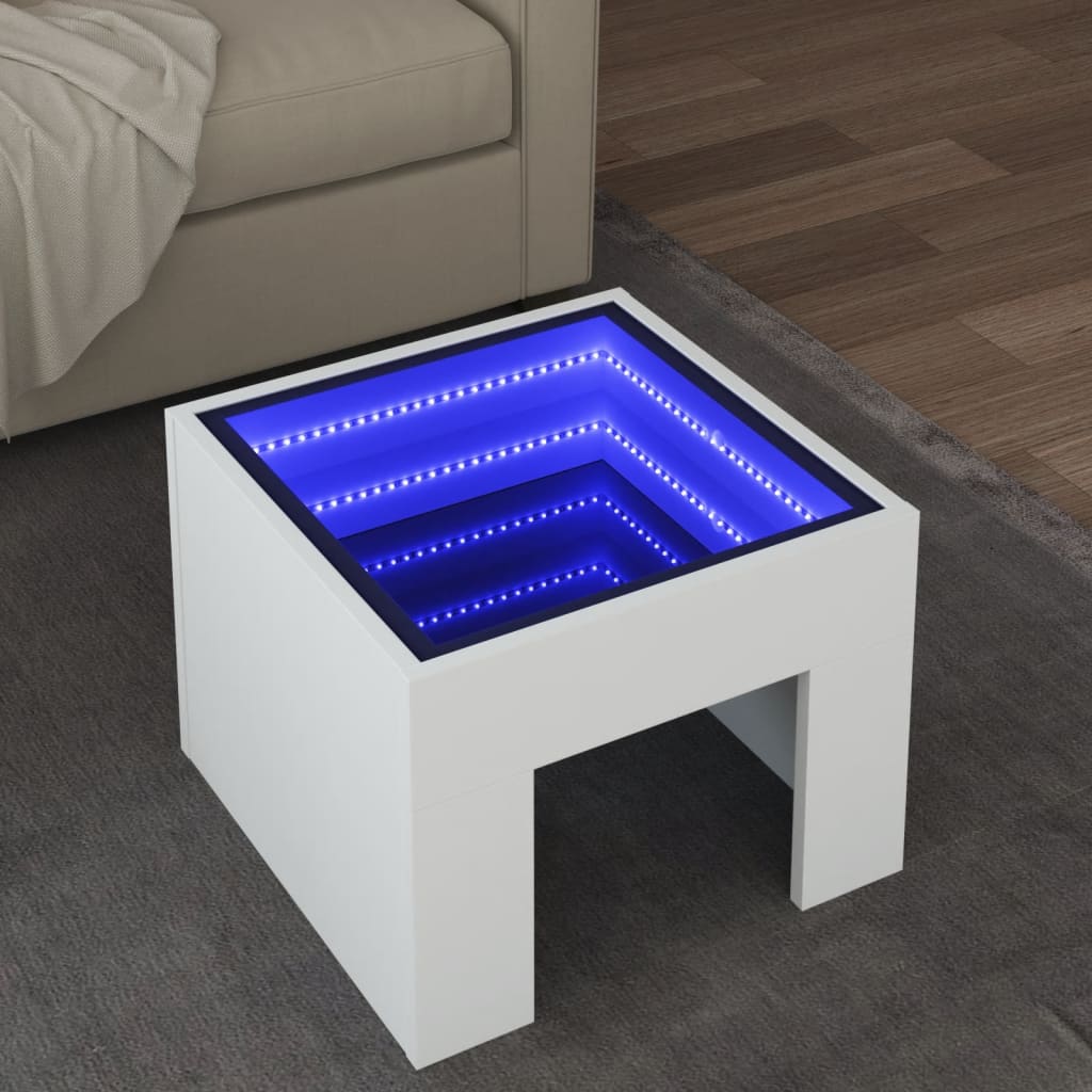 Table basse avec LED infini blanc 40x40x30 cm | Leroy Merlin