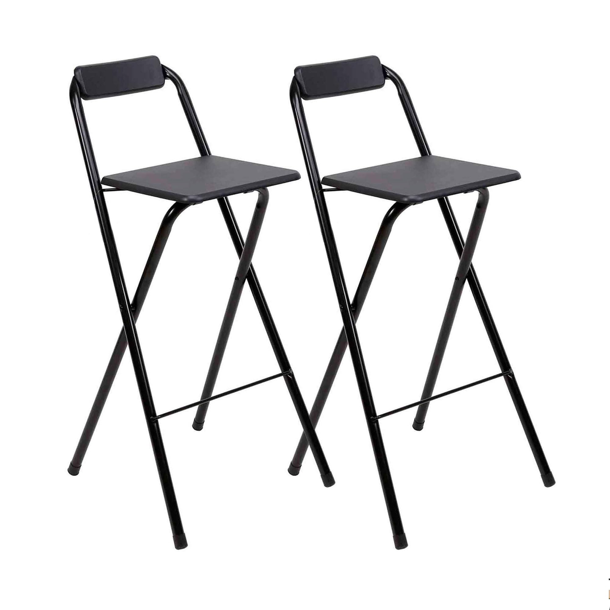 Pack de 2 Taburetes Plegables con Respaldo - Alto. 99 cm x Largo. 49 cm ...