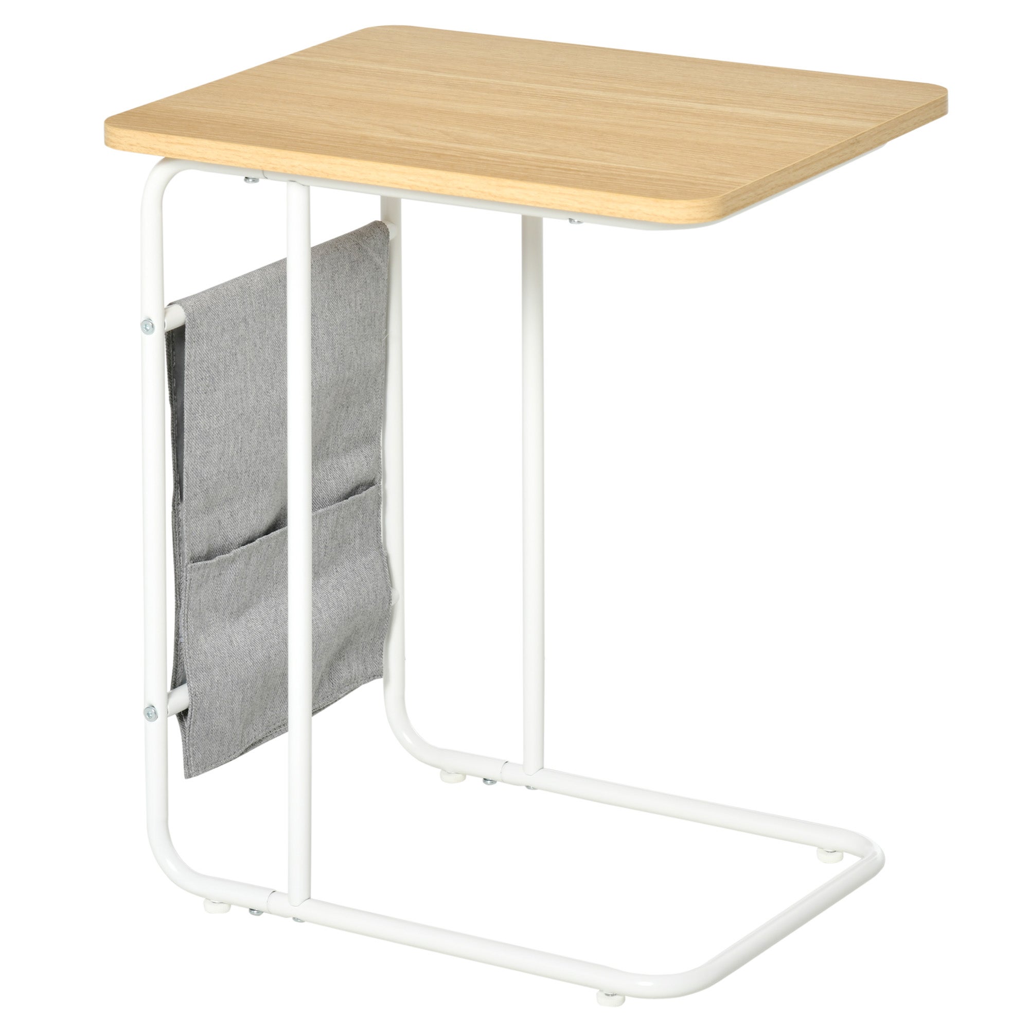 Table d'appoint HOMCOM Mélamine Bois, Métal, Polyester Chêne 37x48x55.8 ...