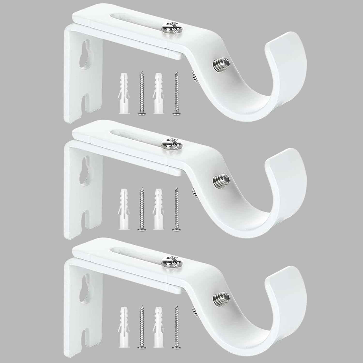 3 Pcs Blanc Support de Tringle à Rideau Réglable, Supports Murale ...
