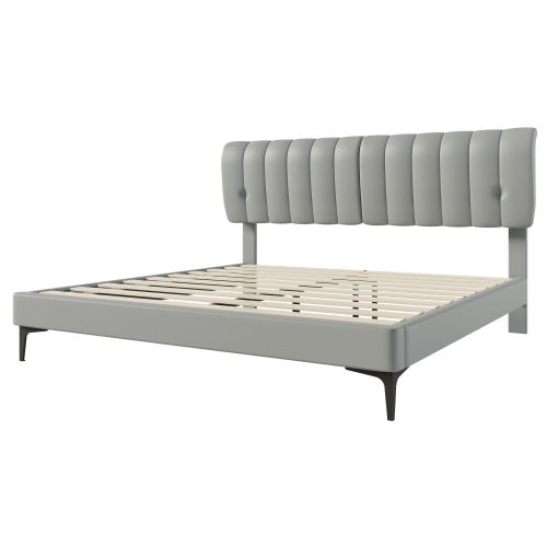 Letto imbottito elegante 180 x 200 cm, in PU, con schienale removibile ...