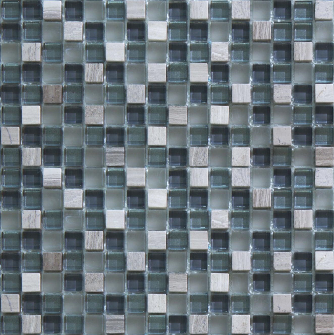 Mosaïque sur pierre mixte grise et maille de verre pour salle de bain ...