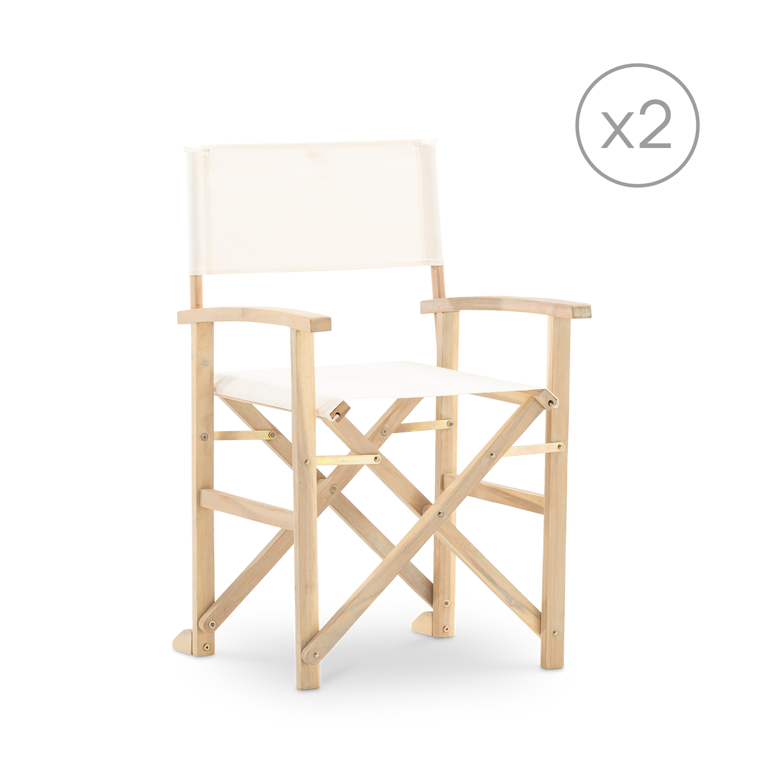 Pack de 6 Sillón director jardín madera color claro tejido crudo ...