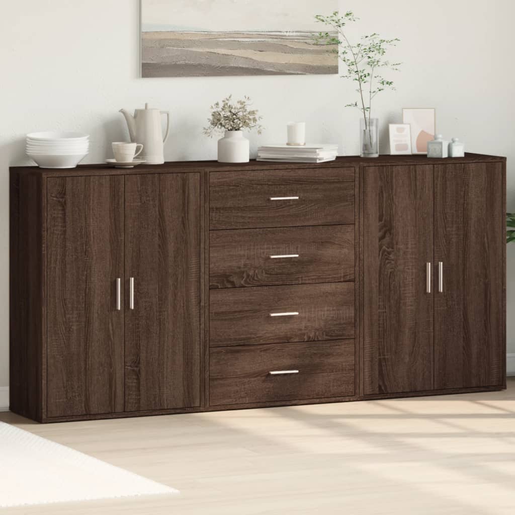 VidaXL Aparadores 3 uds madera de ingeniería marrón roble 60x31x84 cm ...