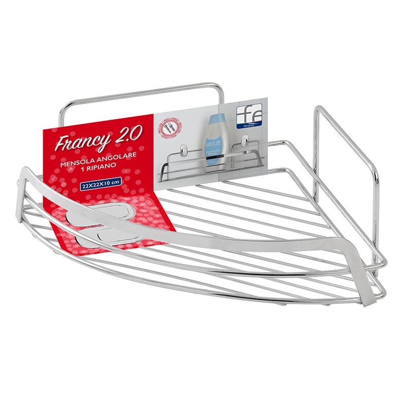 Tablette de douche d'angle en chrome poli avec tablette et fixations ...