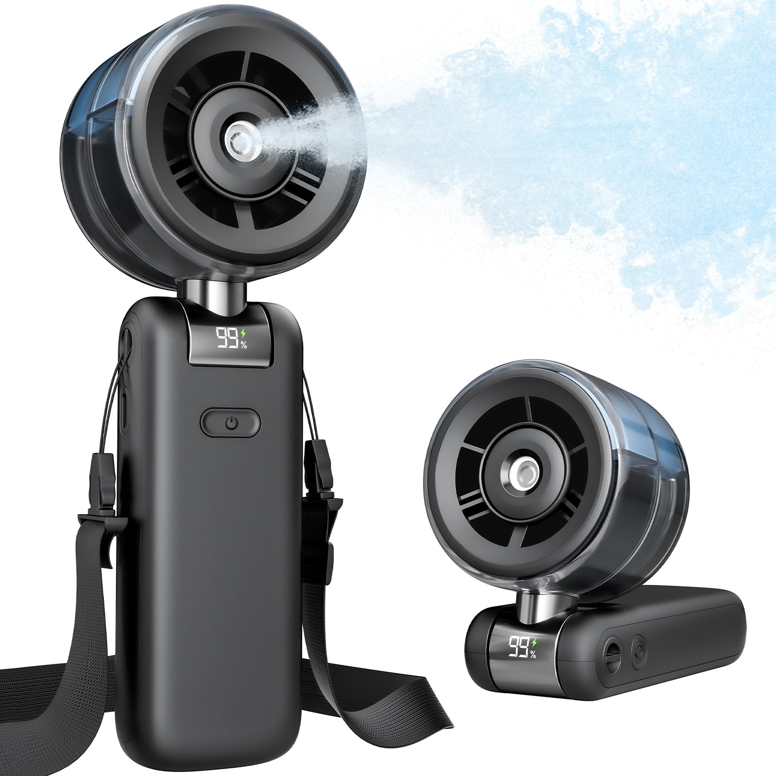 Ventilador nebulizador portátil, 4000 mAh, 10W USB-C, 5 velocidades ...