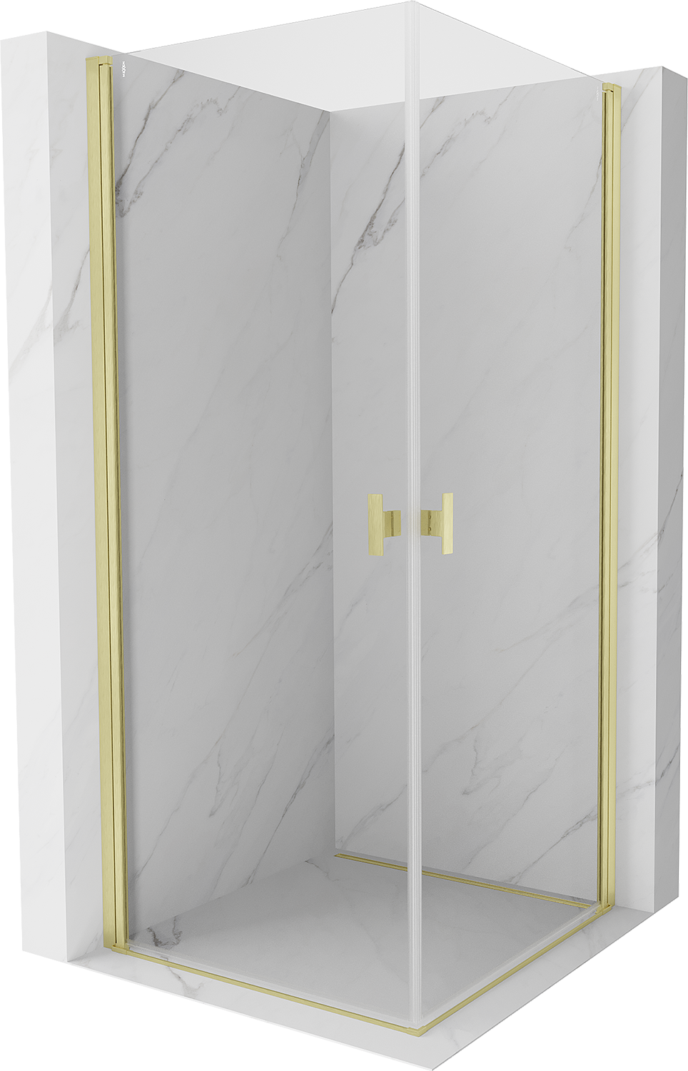 Mexen Mist-B Duo kabina prysznicowa uchylna 75 x 75 cm, transparent, złota szczotkowana - 8A2 ...