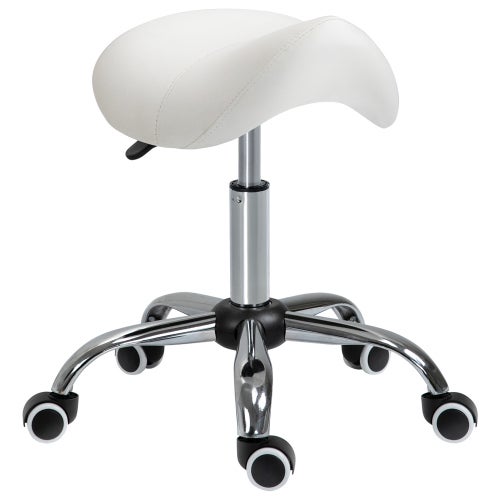 Tabouret rotatif, tabouret roulant, réglable en hauteur, blanc ...