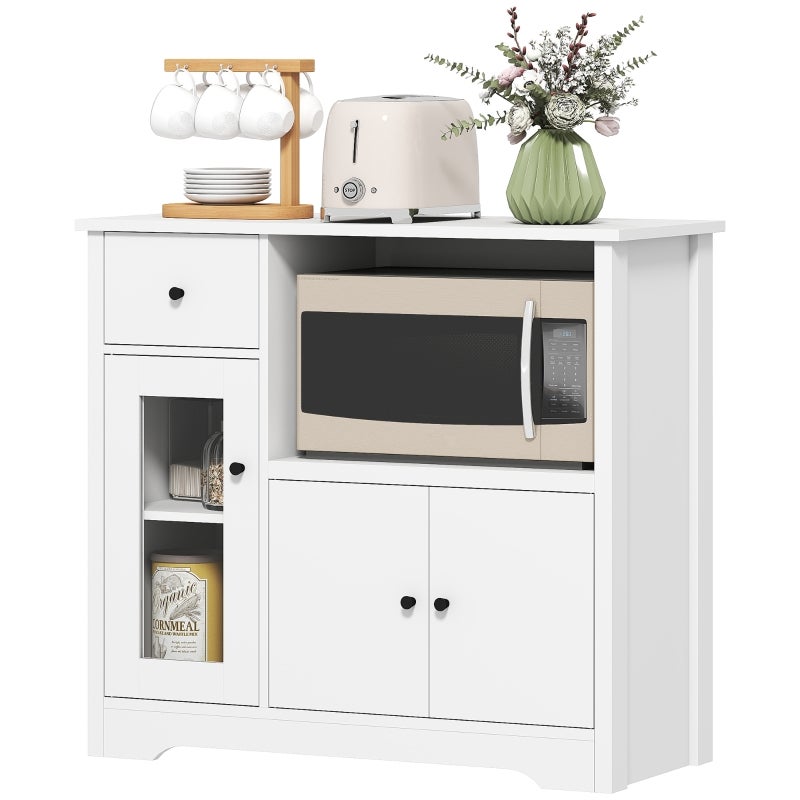 Buffet de cuisine avec étagère à micro-ondes, 3 portes, 1 tiroir ...