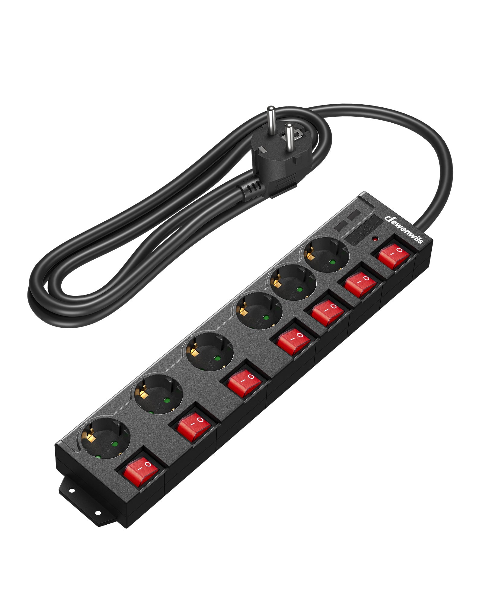 DEWENWILS Multiprise 16A/3680W - 6 Prises - Câble 2M - Noir - 7 ...