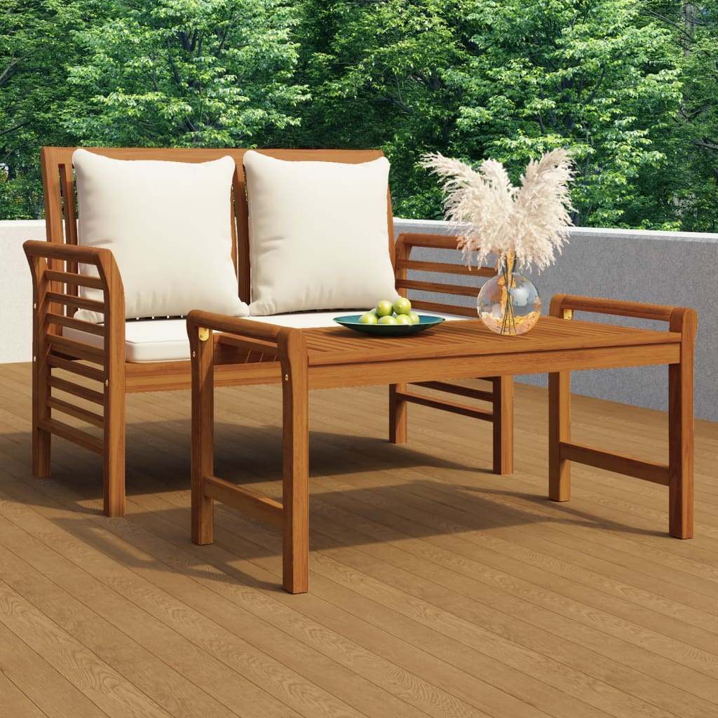 Banc d'intérieur | Banc canapé avec coussins Blanc crème Bois d'acacia ...