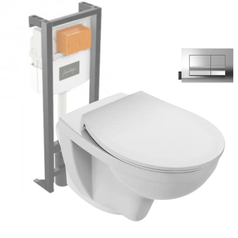 Jacob Delafon - Pack WC suspendu sans bride Patio + abattant + plaque ...