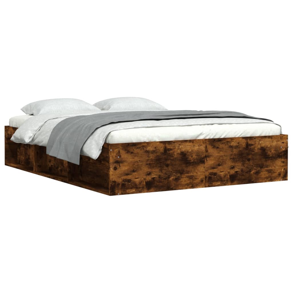 Lit double | Lit adulte | Cadre de lit chêne fumé 140x190 cm568043 ...