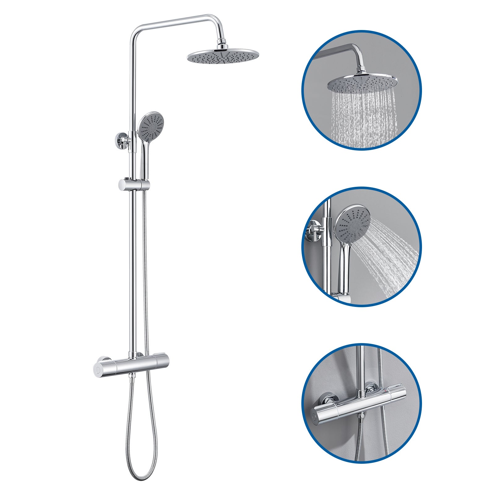 Colonne de douche avec mitigeur thermostatique,douche pluie 225 mm ...