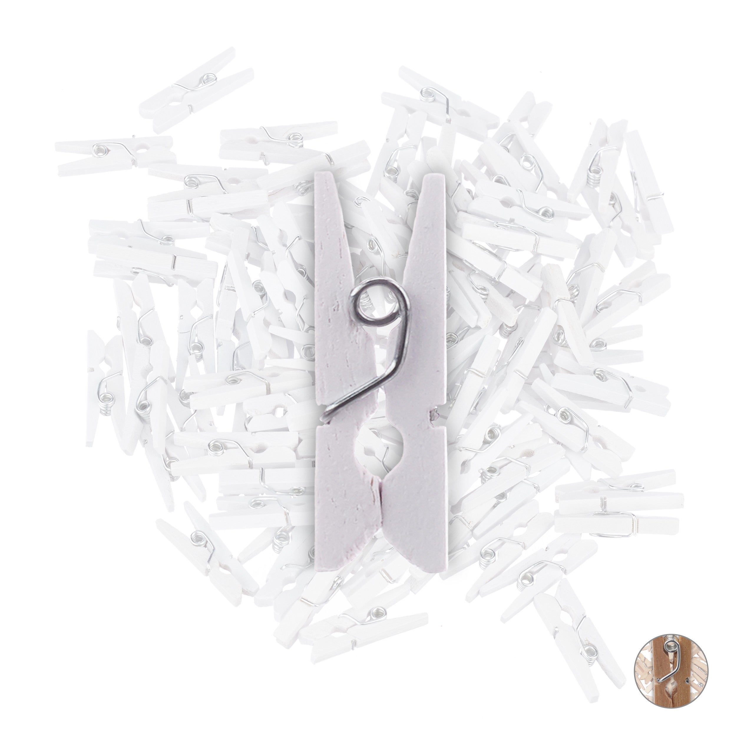 Relaxdays Mini pinzas de madera, Set de 100, Vintage, Decorativas ...