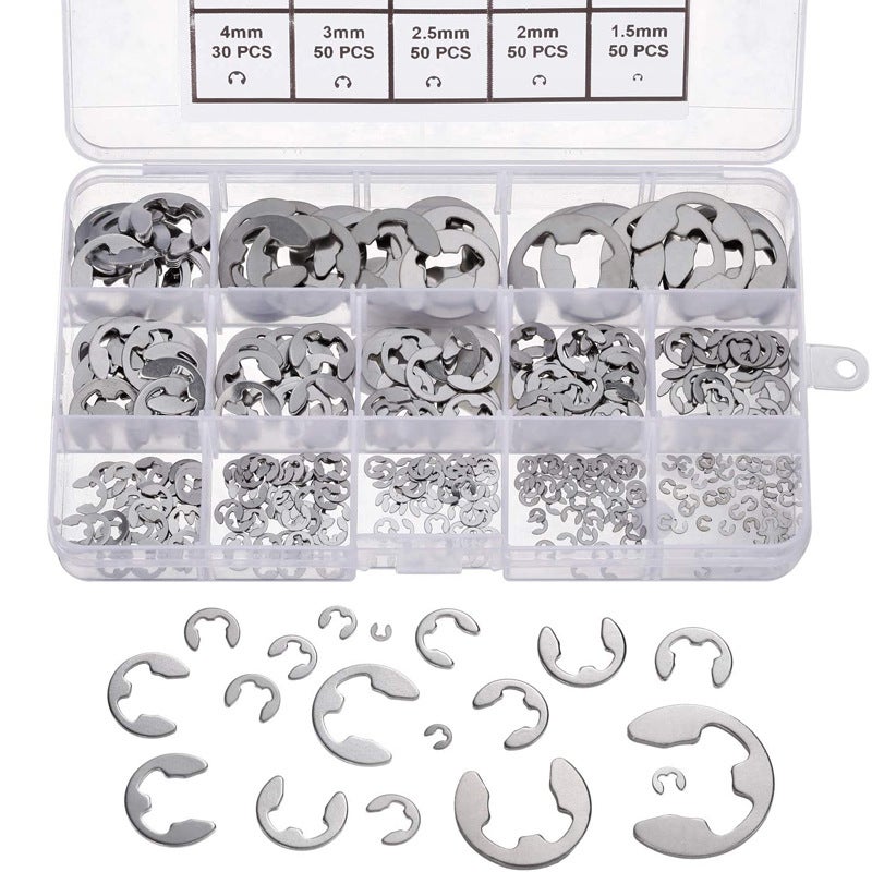 Assortiment 400 Circlips Inox 304 – Clips Extérieurs Ø1.5 à 15mm – Pour ...